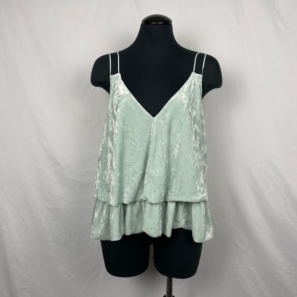 aerie | Tops | Aerie Teal Crushed Velvet Layered Tank Top Womens L ...